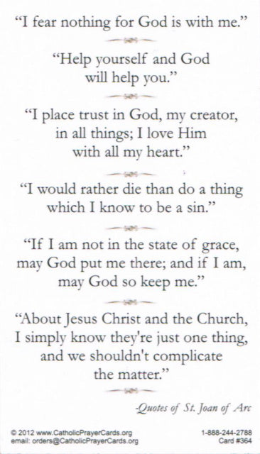 St. Joan of Arc Prayer Card (PC-364) – TheHolyCardCompany