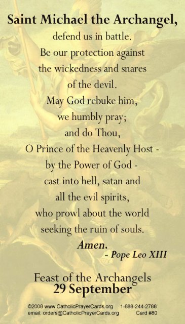 St. Michael the Archangel Prayer Card (PC-80) – TheHolyCardCompany